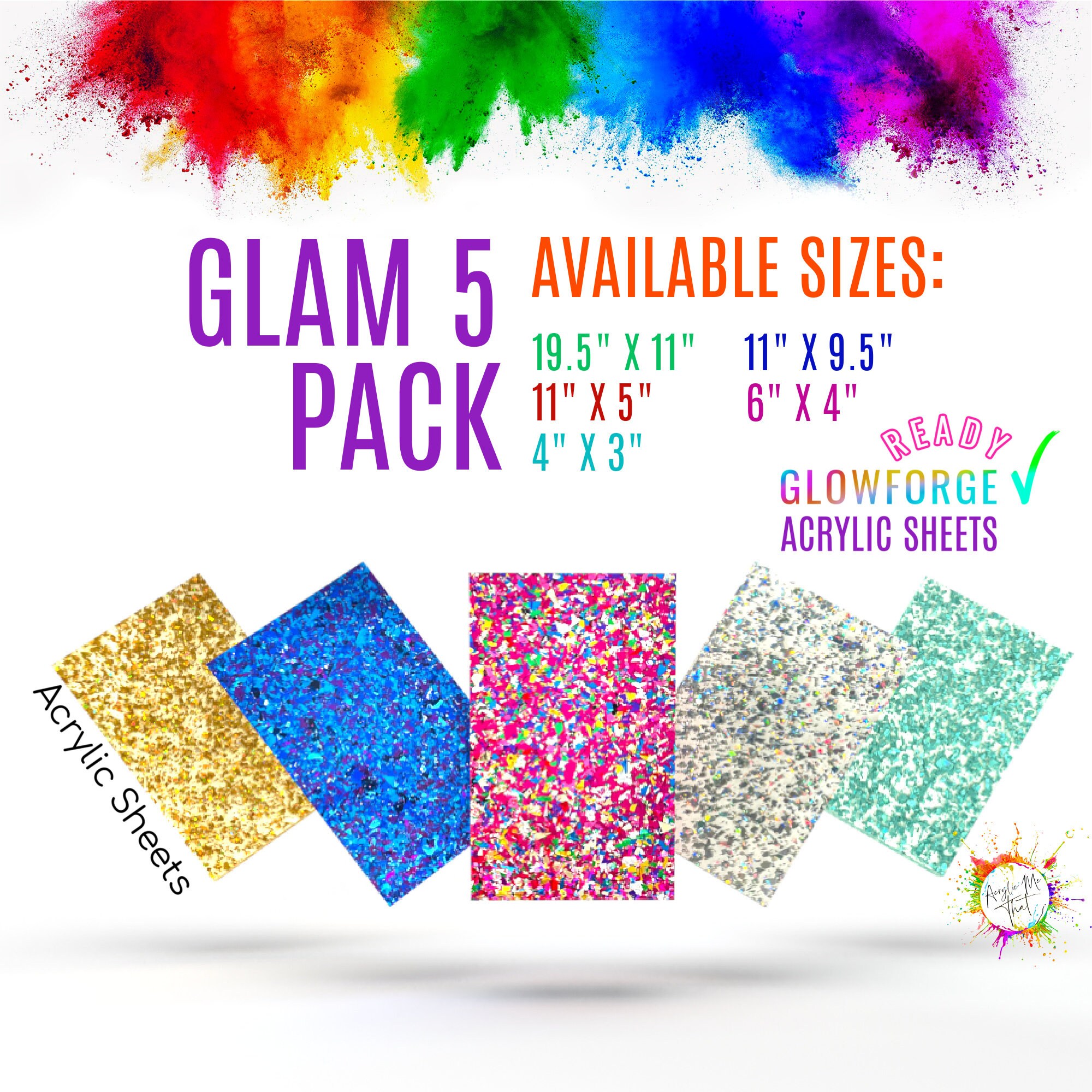 Acrylic Sheet Glowforge Ready Sheet Rainbow Glitter Cast PMMA - Etsy