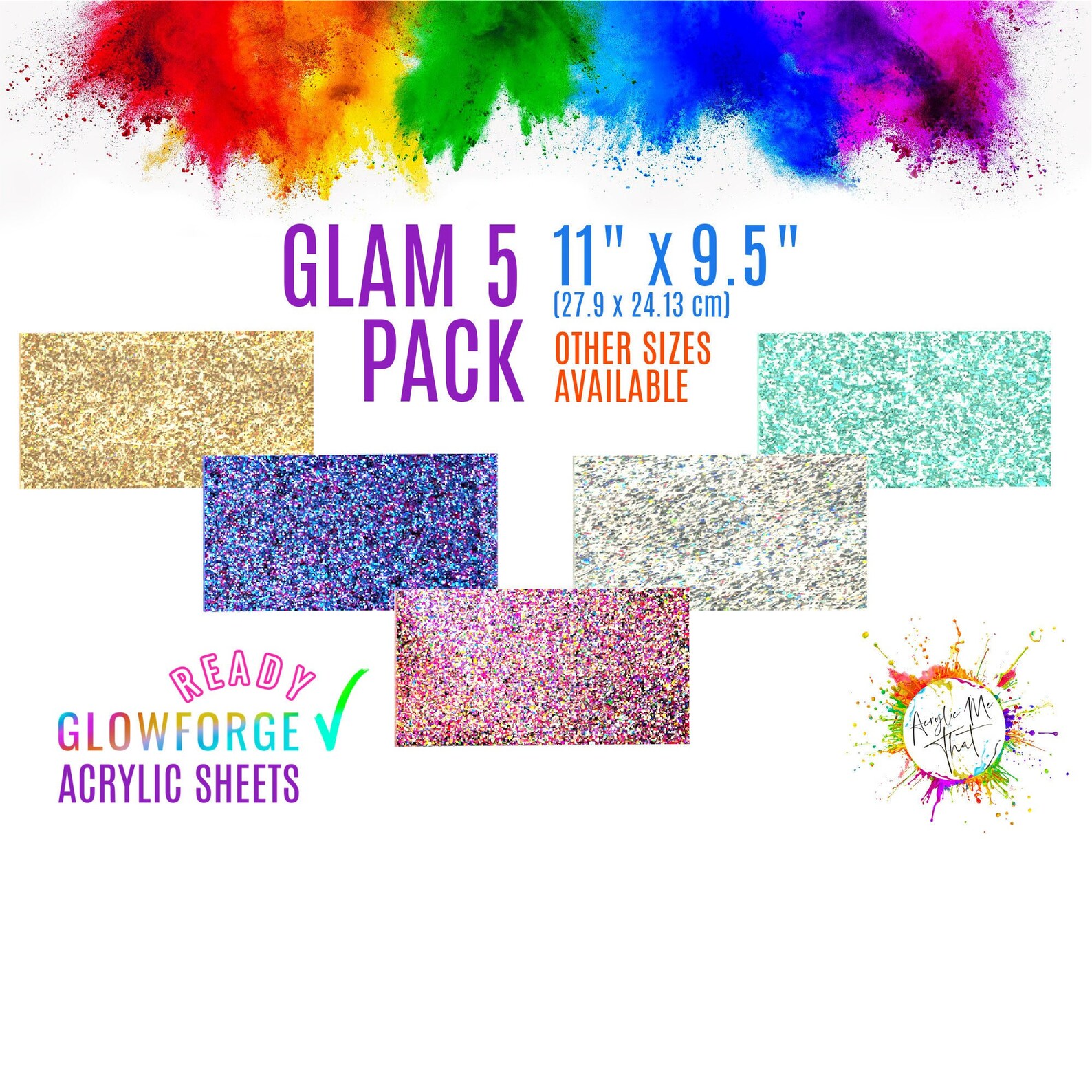 Acrylic Sheet Glowforge Ready Sheet Rainbow Glitter Cast PMMA - Etsy