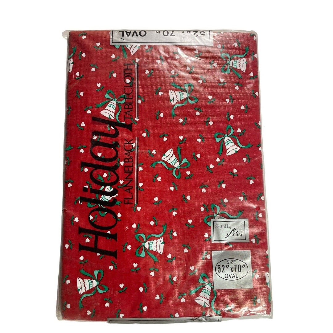 New 1980s Christmas BELL & HEART Tablecloth Oval 52x70 - Etsy