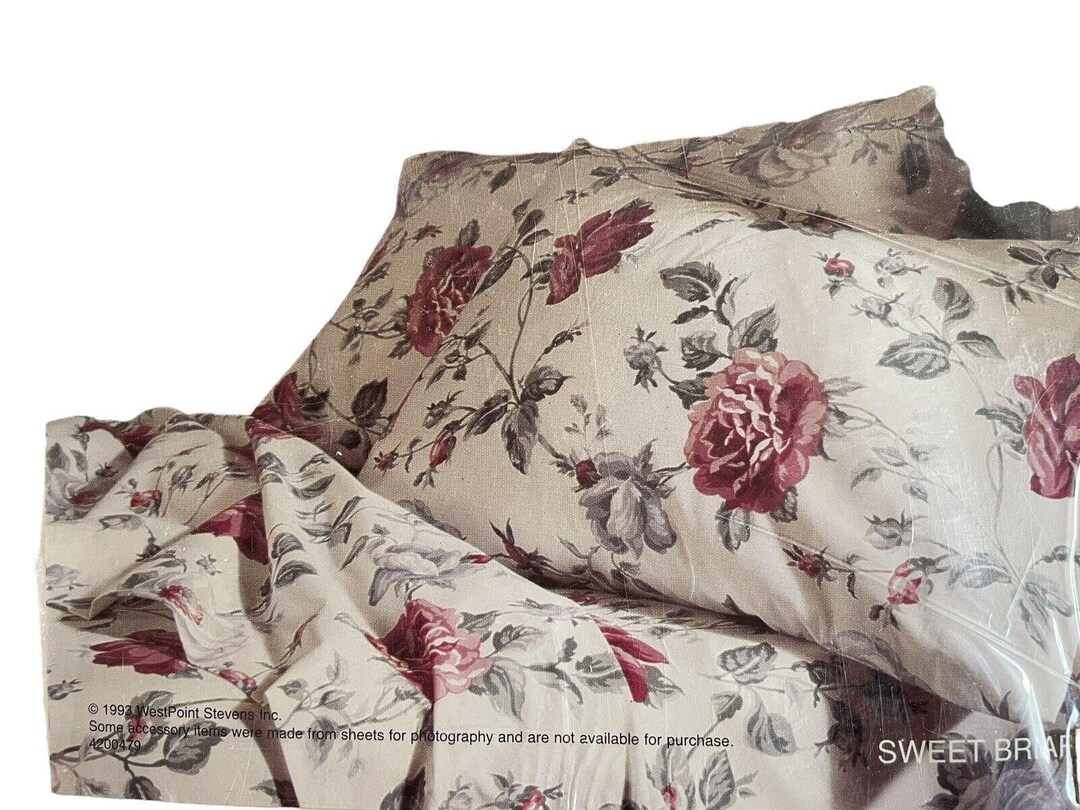 Vintage Westpoint Stevens SWEET BRIAR Roses Full Sheet Set 4 Piece New ...