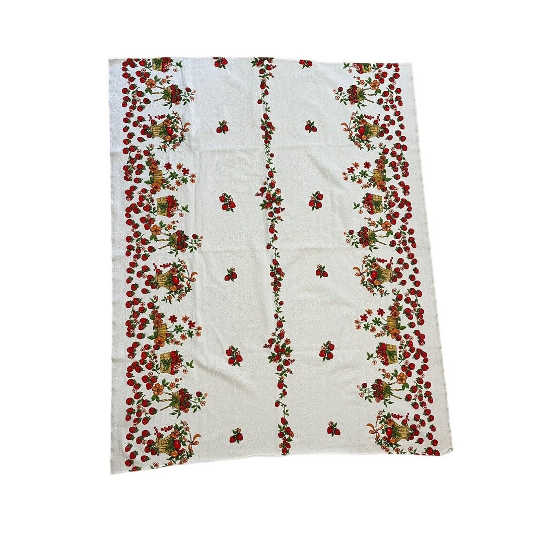 Terry Tablecloth Strawberry Blossom Berry Basket Summer Picnic 52x65 - Etsy