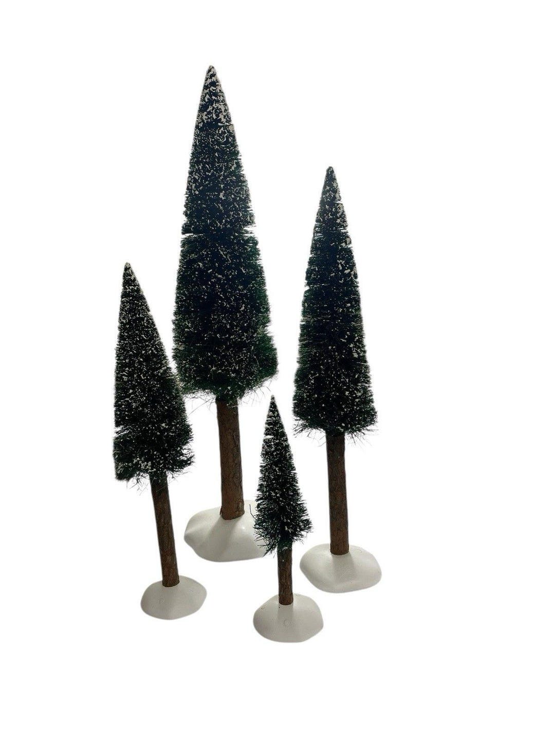 Dept 56 Frosted Pine Trees Wood Bark Trunks 15 to 6.5 Set of 4 Putz ...