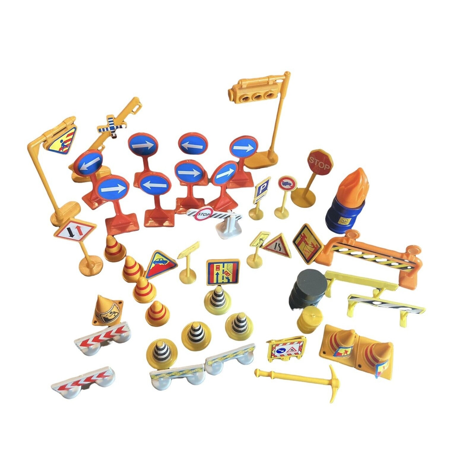 Construction Playset 75 Piece Toy Trucks Road Signs Barricades Cones ...