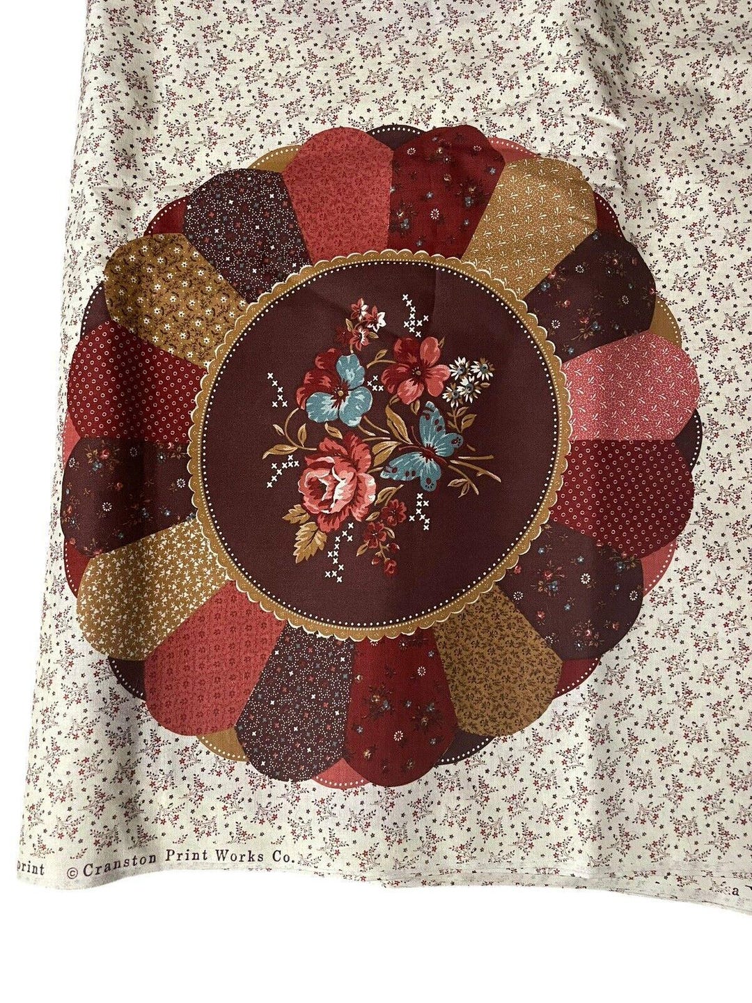 Vintage Cranston Cheater Cheater Quilt Roses Dresden Plate Patchwork ...