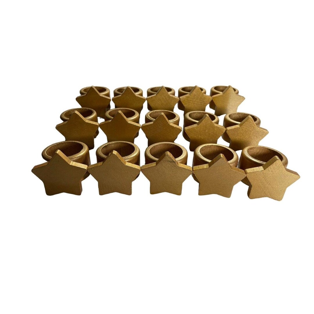 Rustic Country Star Golden Wood Napkin Rings Christmas Set of 15 - Etsy
