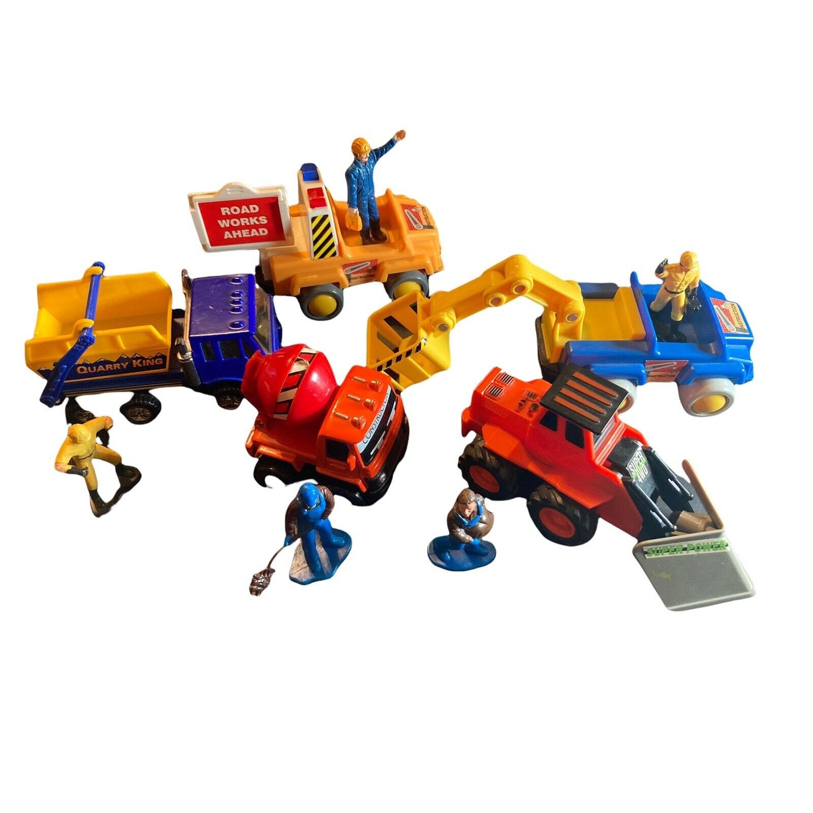 Construction Playset 75 Piece Toy Trucks Road Signs Barricades Cones ...