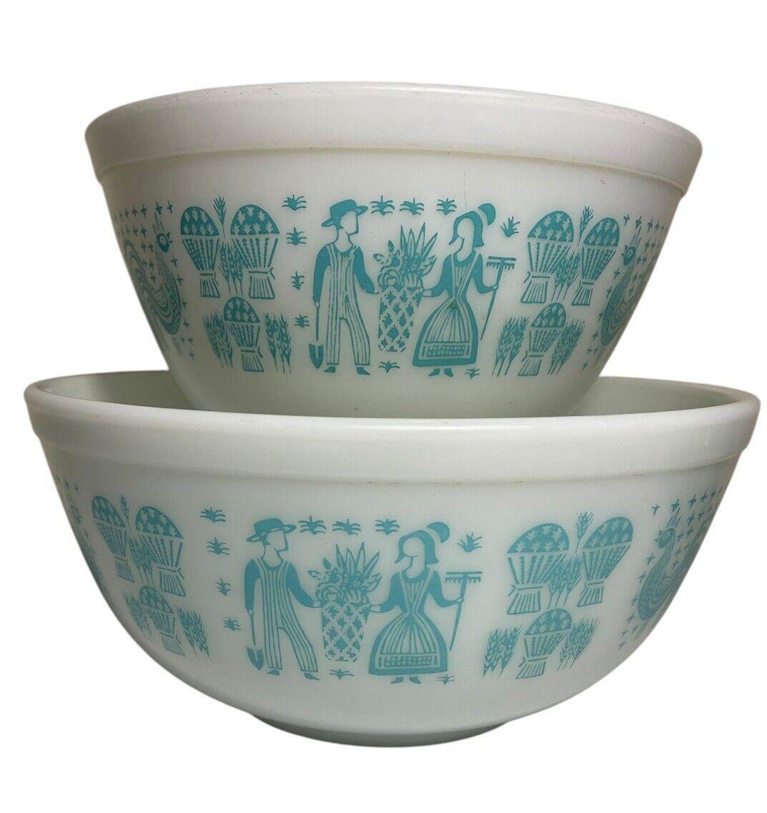 Vintage Pyrex Amish Butterprint Blue Nesting Bowl 2 Pc Set #402 #403 - Etsy