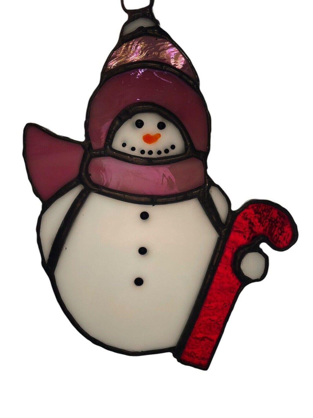 Snowman Stained Glass Suncatcher Handmade Large 9" Hanging Ornament - Etsy