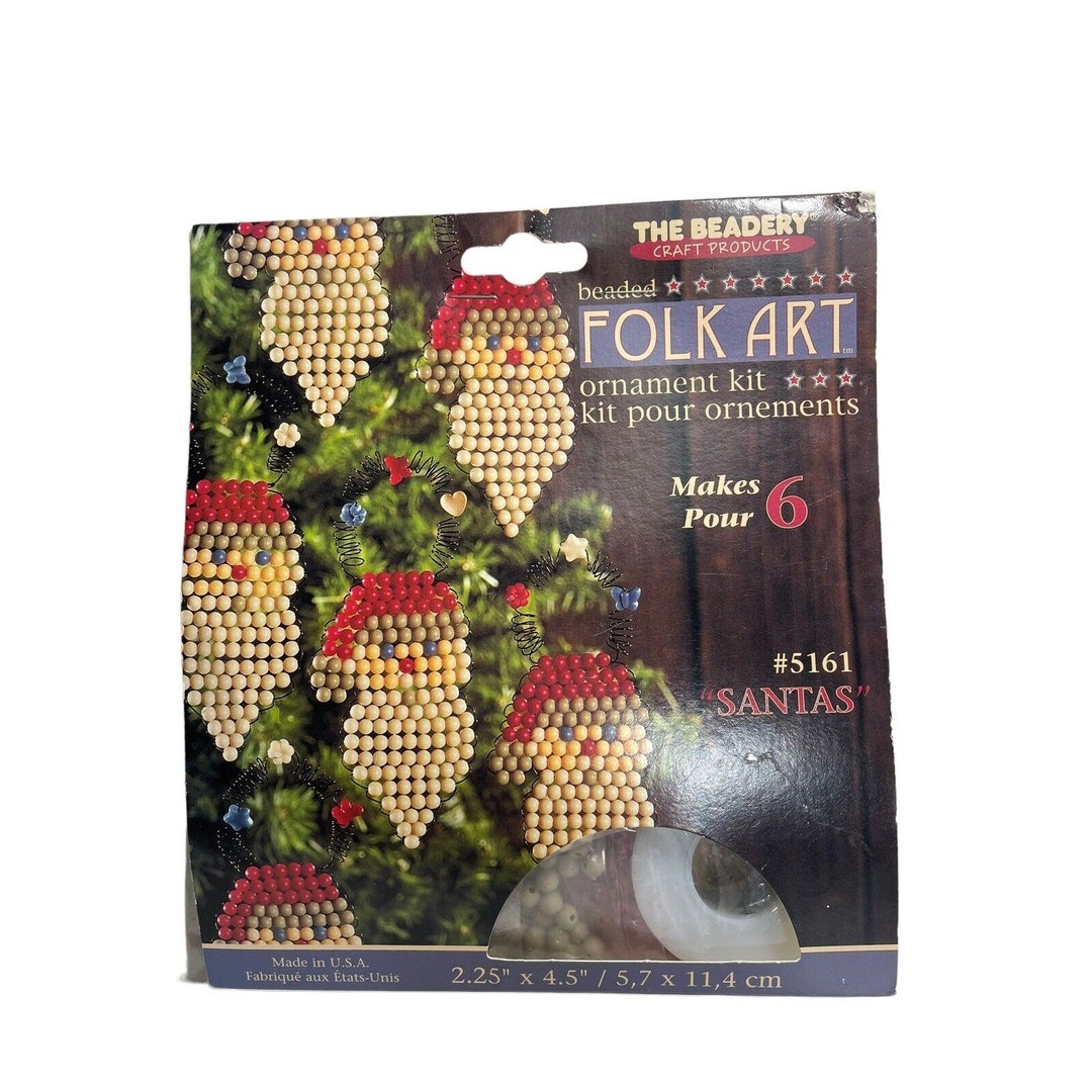 Folk Art Santa Christmas 6 Piece Ornament Craft Kit the Beadery - Etsy