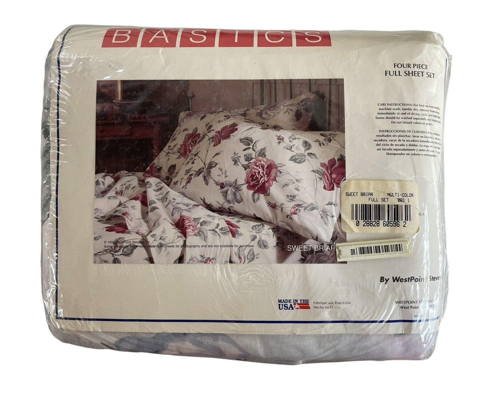 Vintage Westpoint Stevens SWEET BRIAR Roses Full Sheet Set 4 Piece New ...
