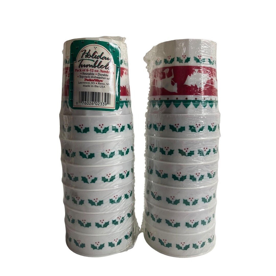 Packerware Holiday Holly Christmas Trees Horse Sleigh Set of 12 ...