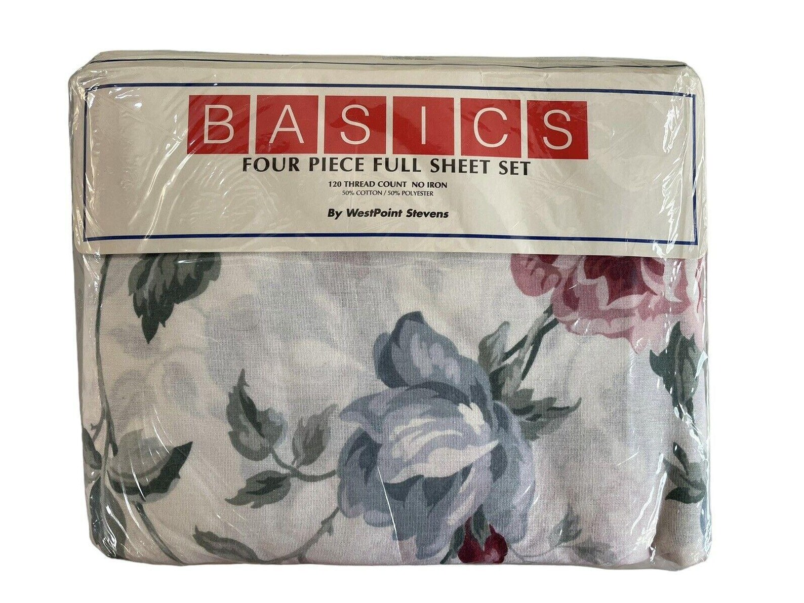 Vintage Westpoint Stevens SWEET BRIAR Roses Full Sheet Set 4 Piece New ...