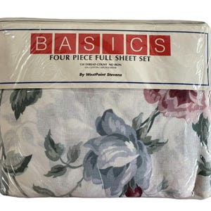 Vintage Westpoint Stevens SWEET BRIAR Roses Full Sheet Set 4 Piece New ...