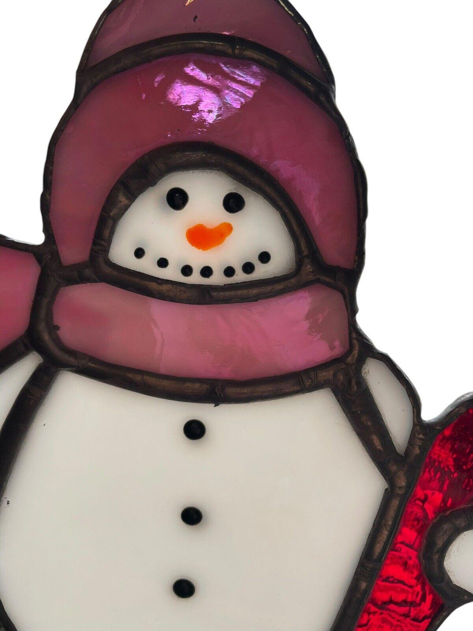 Snowman Stained Glass Suncatcher Handmade Large 9" Hanging Ornament - Etsy