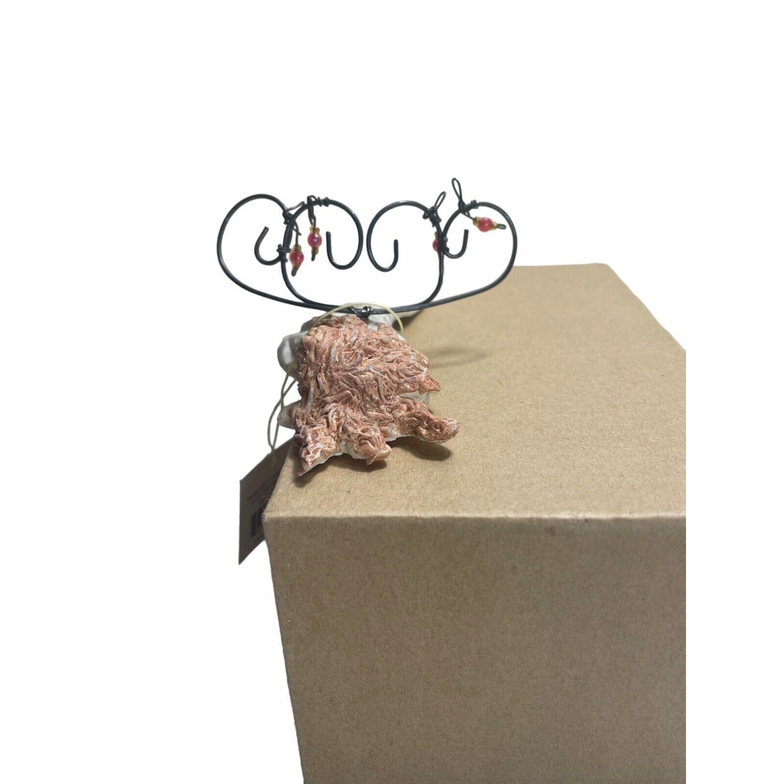 Sleeping Angel Windowsill Shelf Sitter 5.75” Beaded Wire Wings Rustic ...