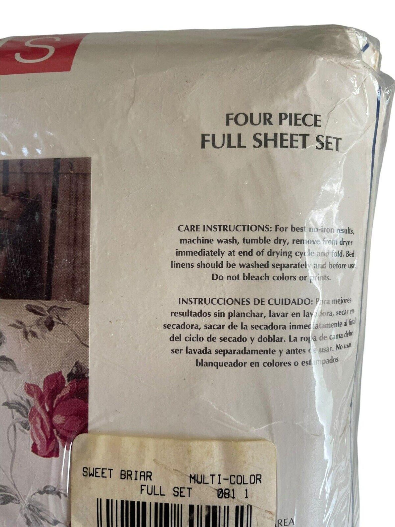 Vintage Westpoint Stevens SWEET BRIAR Roses Full Sheet Set 4 Piece New ...