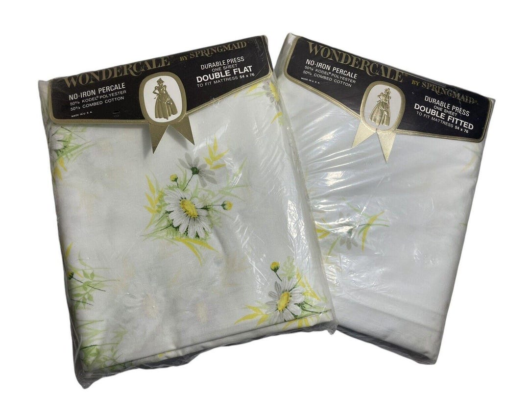 Wondercale Springmaid Yellow Fresh Daisies Double Sheet Set Flat Fitted ...
