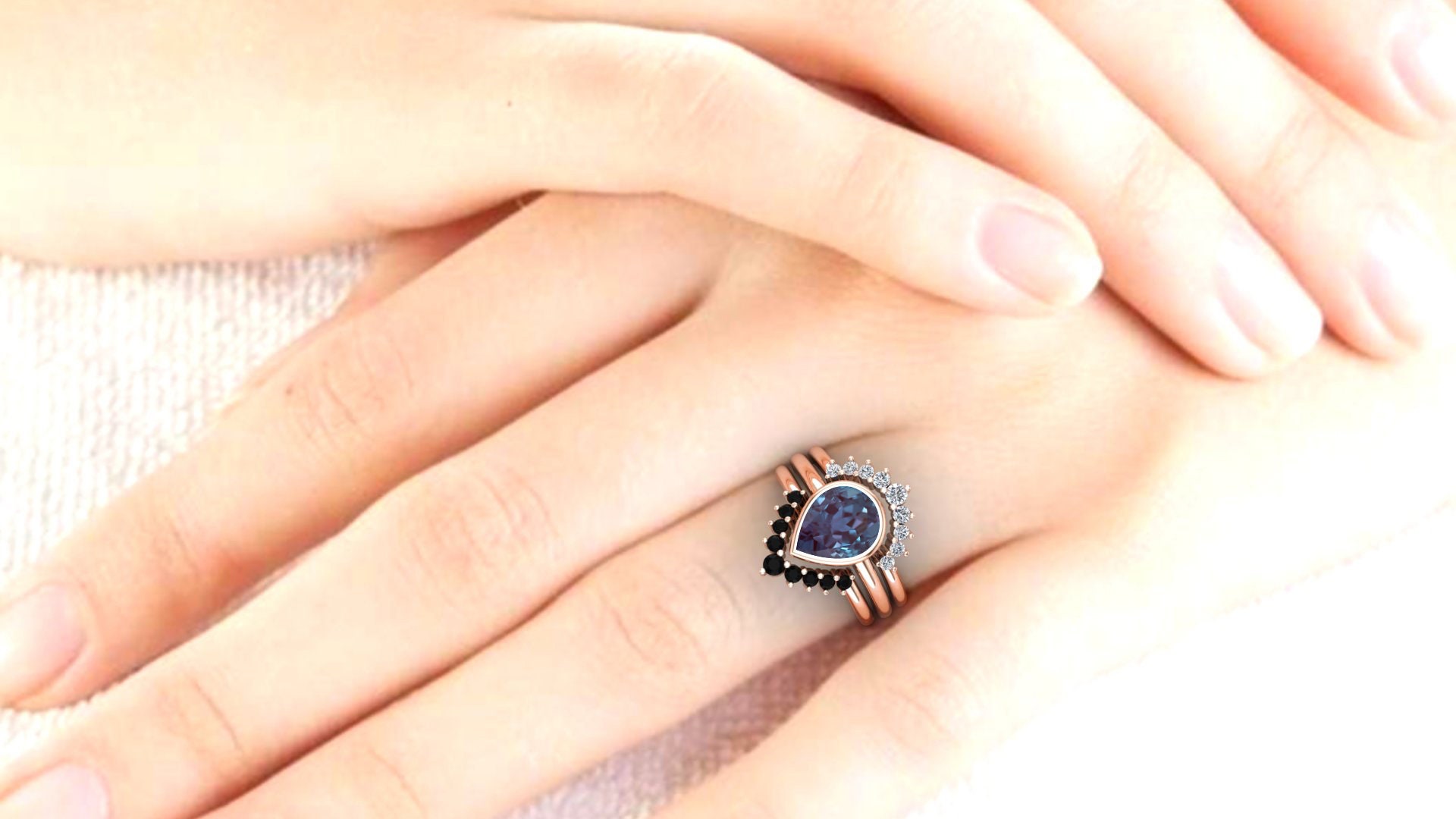 Bezel Set Alexandrite Ring Pear 10x8mm Lab Created - Etsy