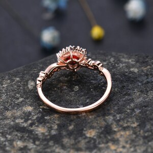 Round 5.00mm Natural Garnet Gemstone Ring, Denty Ring,floral Flower ...