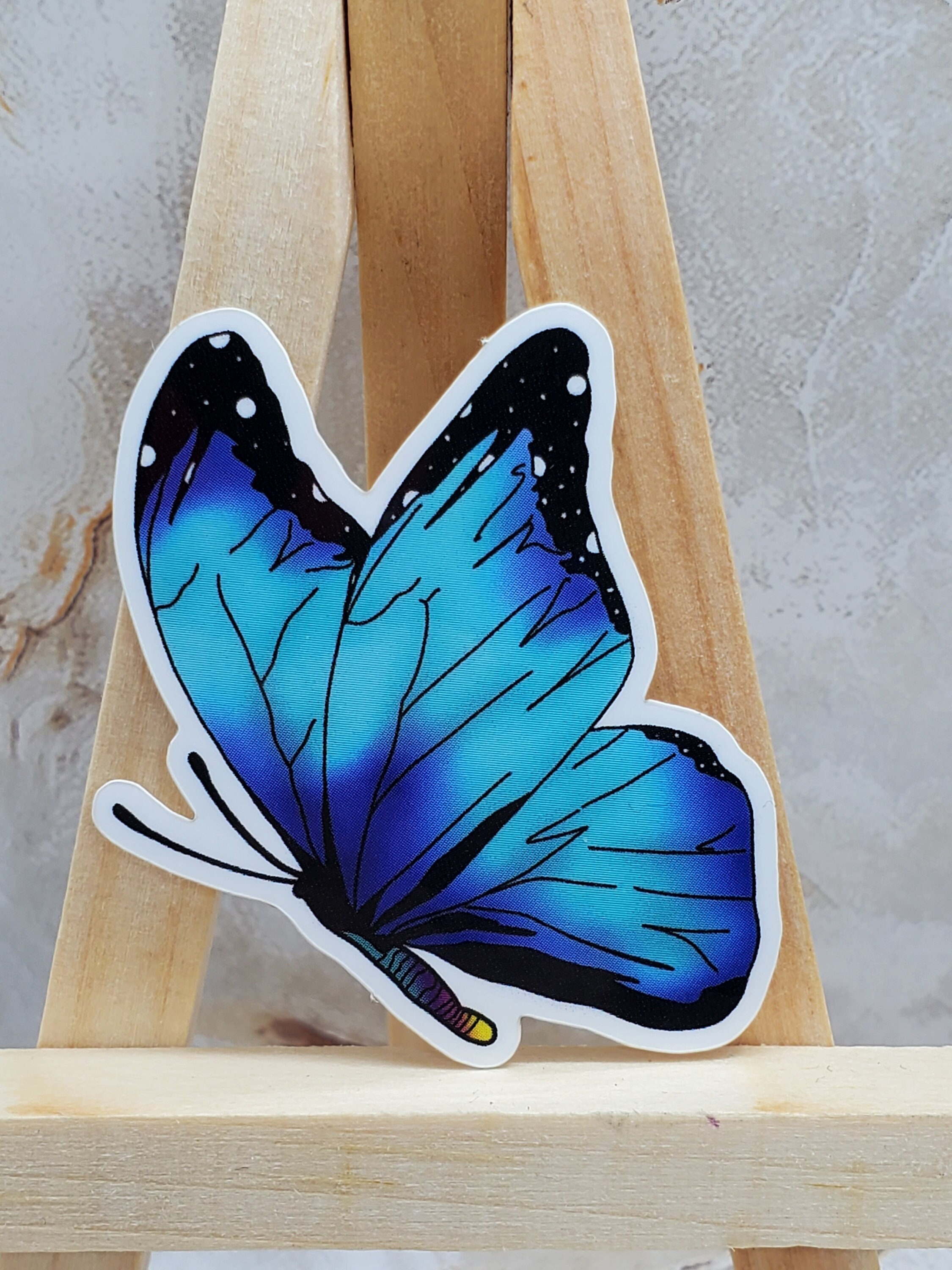 Mini Blue Butterfly Vinyl Sticker - Etsy