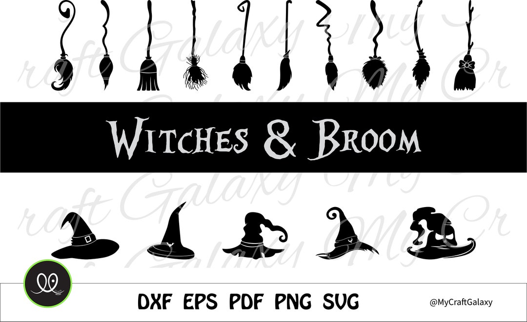 Witch Hats and Brooms Bundle SVG , Witch Hat Svg, Halloween SVG, for ...