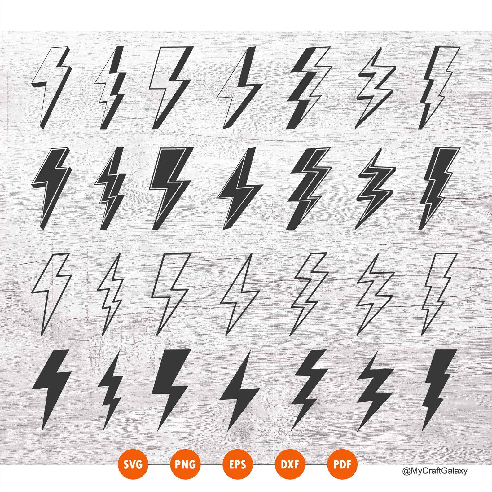 Lightening Bolt Svg Bundle, Thunder Silhouette, Flash 3D Clipart ...