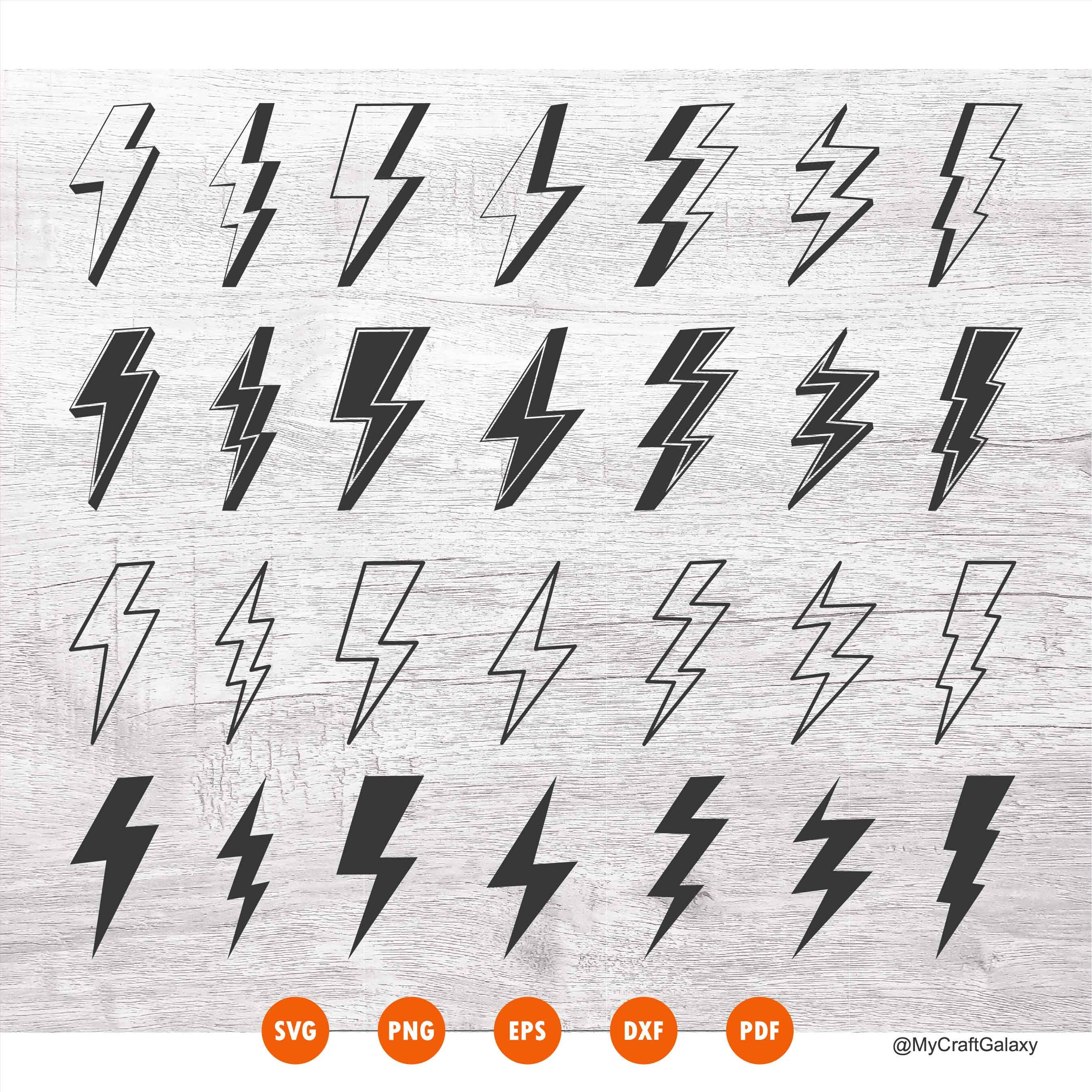 Lightening Bolt Svg Bundle, Thunder Silhouette, Flash 3D Clipart ...