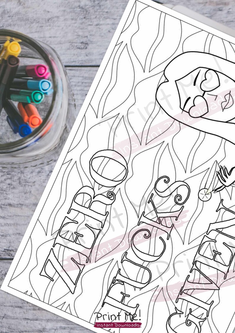 Offensive Coloring Page 'zero Fucks Given' Adult Coloring Swear Words ...