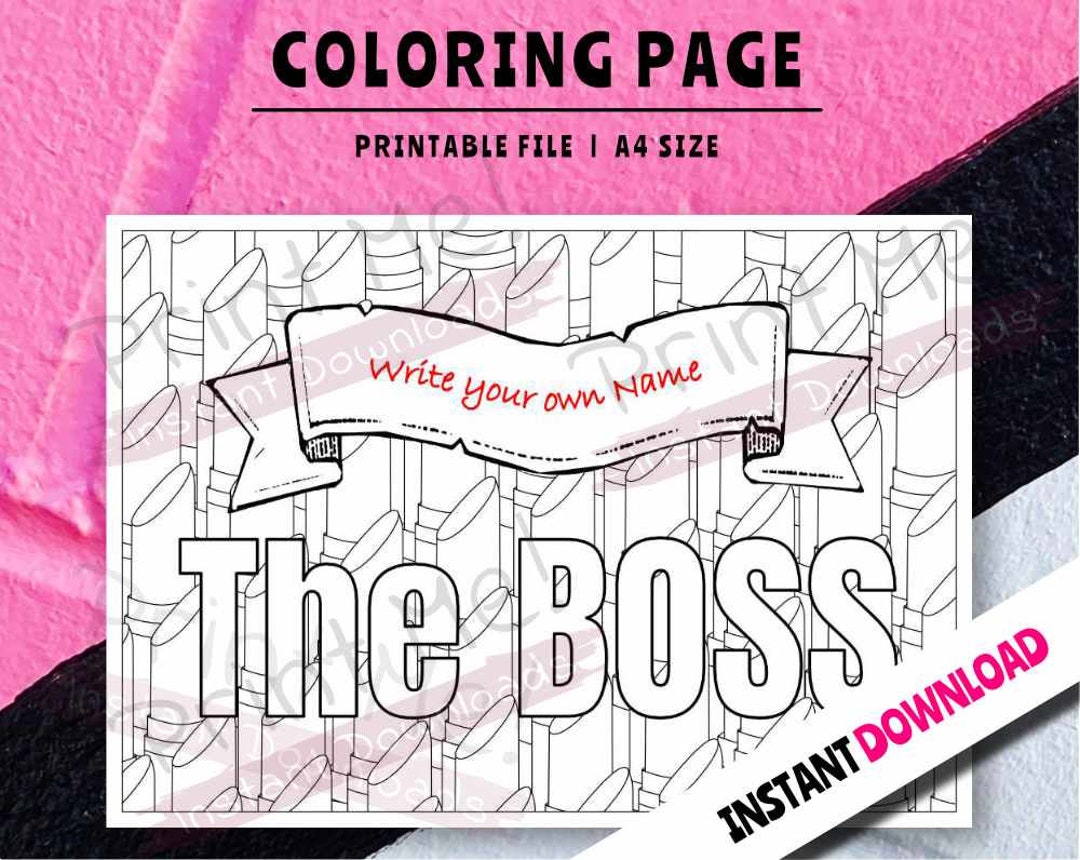 Personalised Boss Adults Coloring Page.empowering Coloring Print With ...