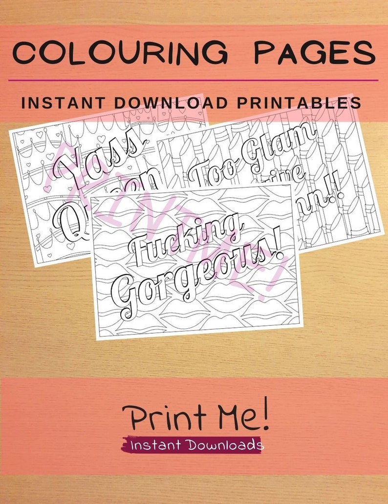 Coloring Pages | Sassy Queen Swear Words Printable | Instant Download ...