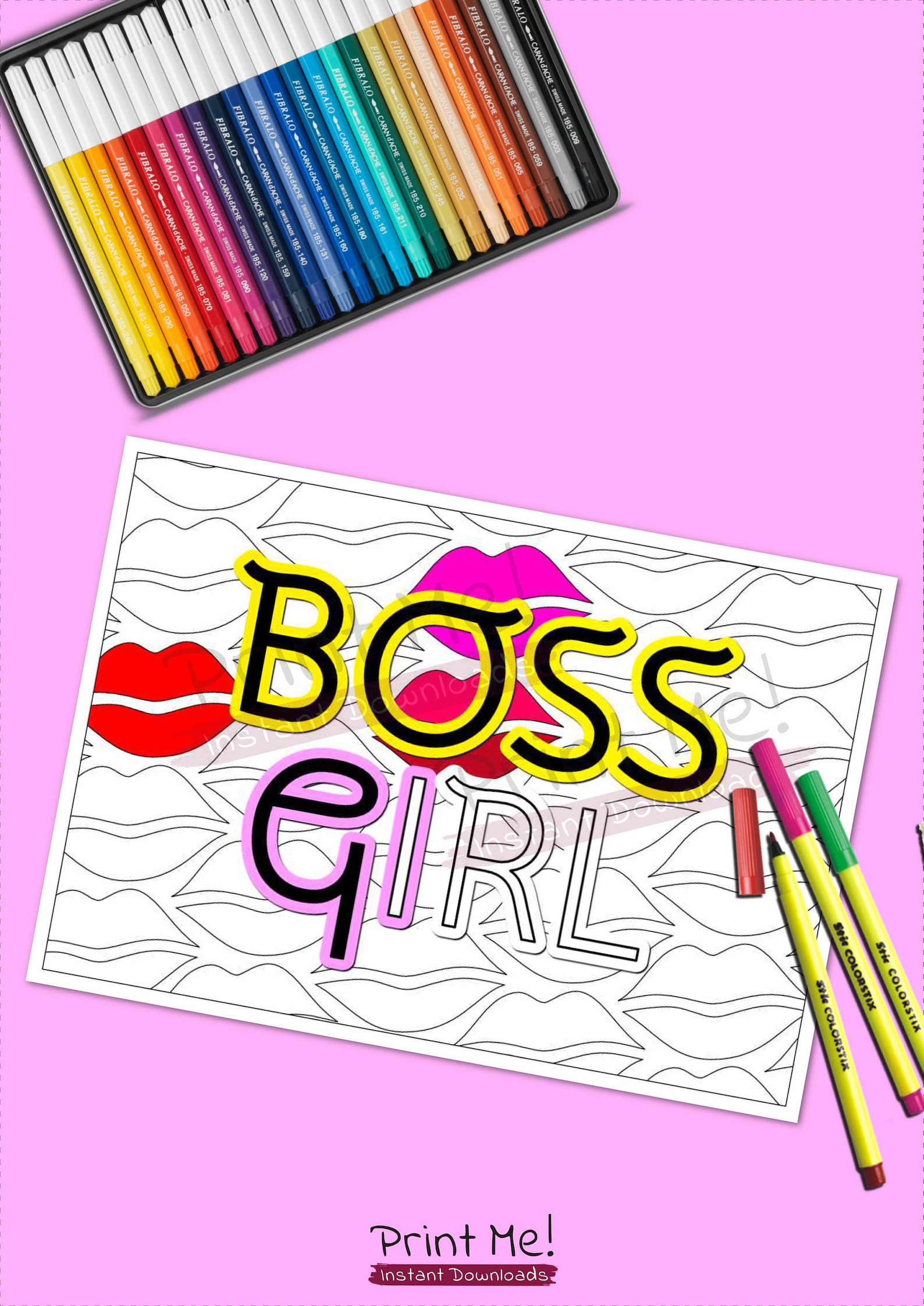 Boss Girl Adults Coloring Page.an Empowering Coloring Print - Etsy