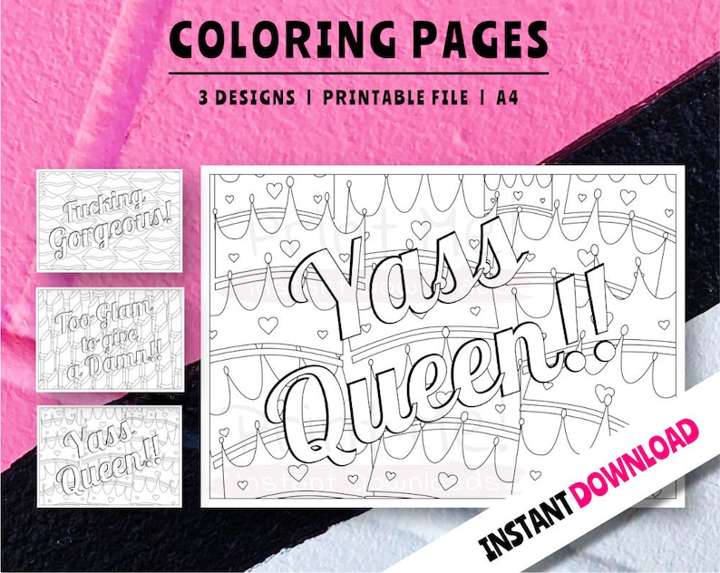 Coloring Pages | Sassy Queen Swear Words Printable | Instant Download ...