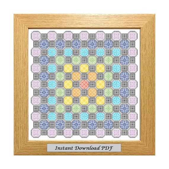 Blackwork Patchwork PDF Pattern Cross Stitch Chart Instant | Etsy