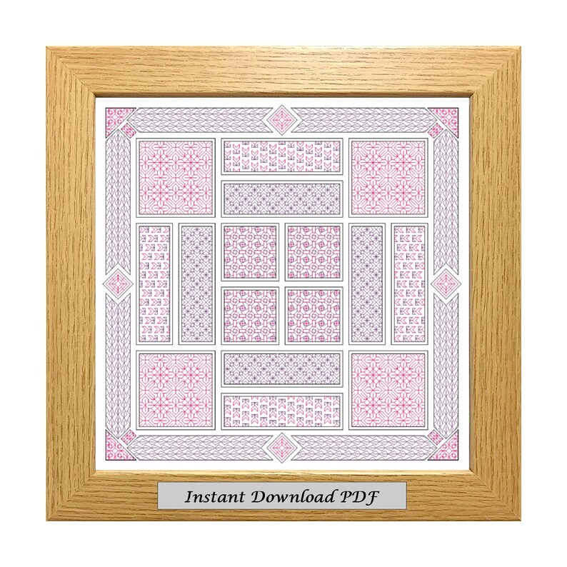 Blackwork Patchwork PDF Pattern Cross Stitch Chart Instant - Etsy