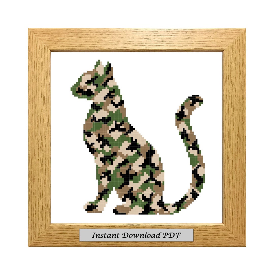 Camo the Cat PDF Cross Stitch Chart, Pattern, Instant Printable ...