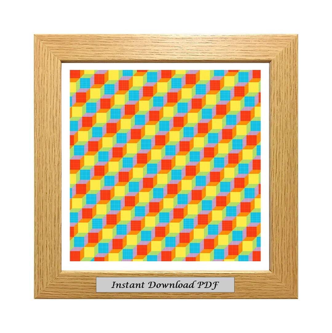 Rainbow Geometric Pattern PDF Cross Stitch Chart, Pattern, Instant ...