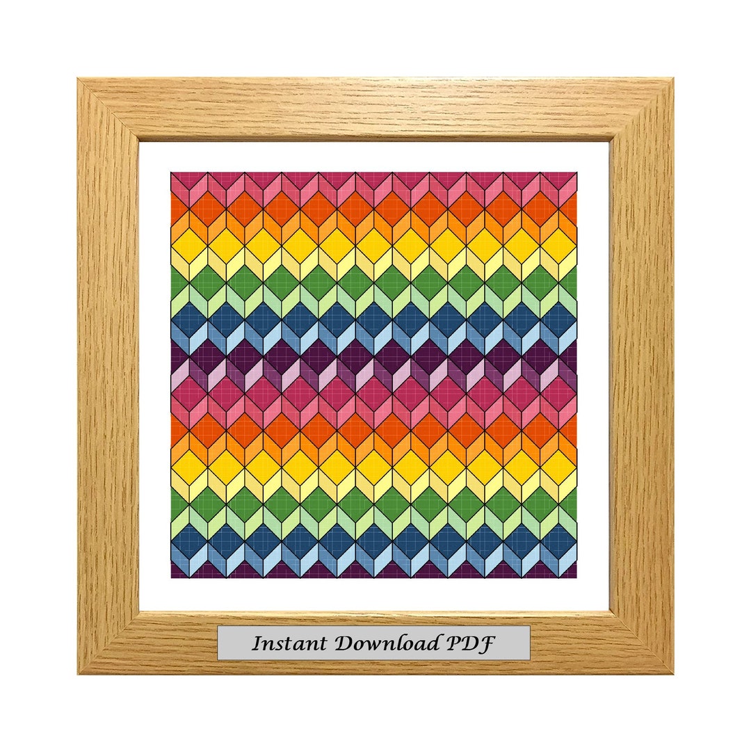 Rainbow Geometric Pattern PDF Cross Stitch Chart, Pattern, Instant ...