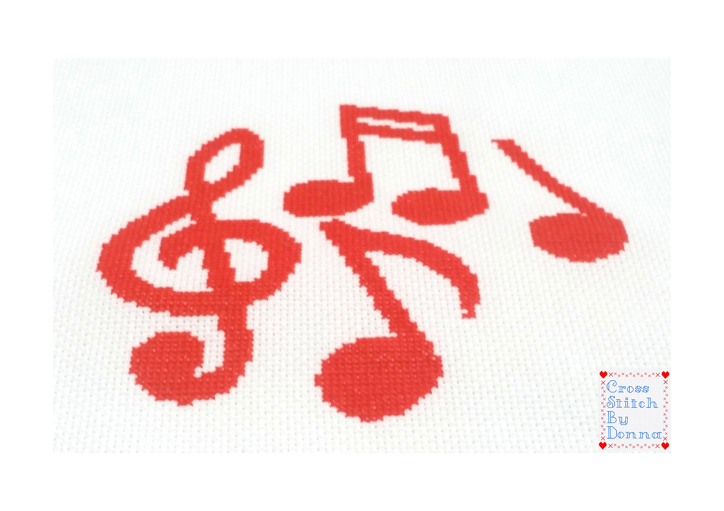 Red Musical Notes PDF Cross Stitch Chart Pattern Instant - Etsy