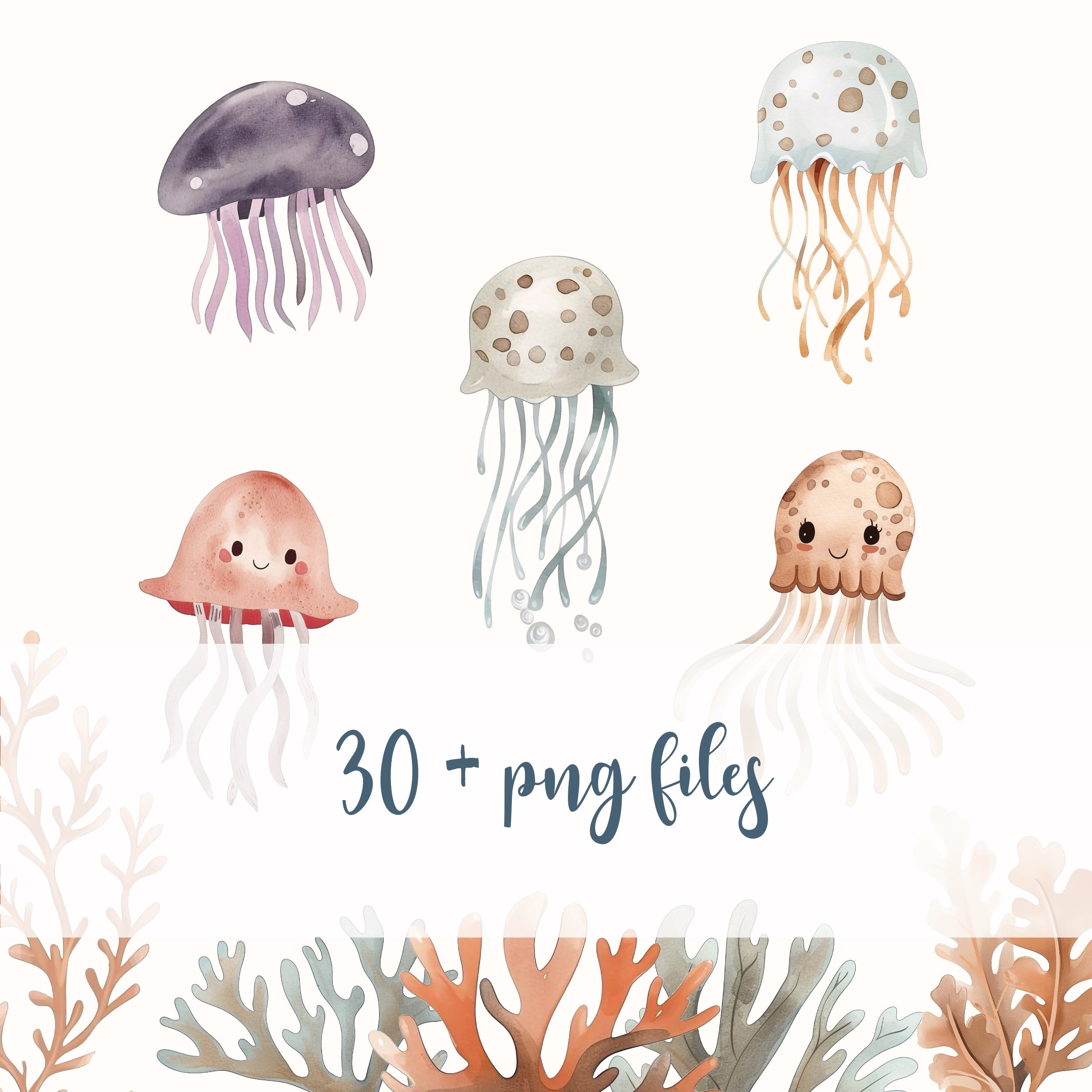 Cute Under the Sea Clipart and Seamless Patterns Bundle. the Whale ...