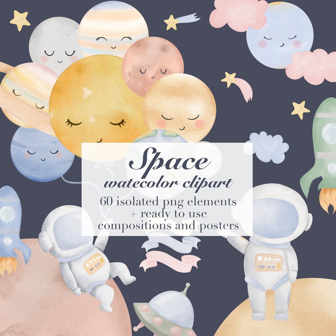 Space Clipart, Watercolor Solar System Digital Paper Png - Etsy
