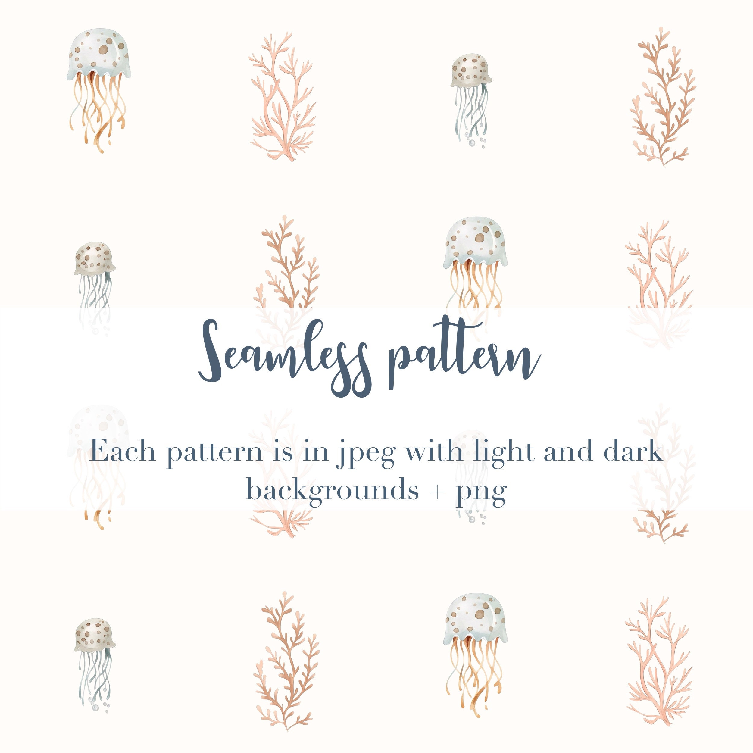 Cute Under the Sea Clipart and Seamless Patterns Bundle. the Whale ...