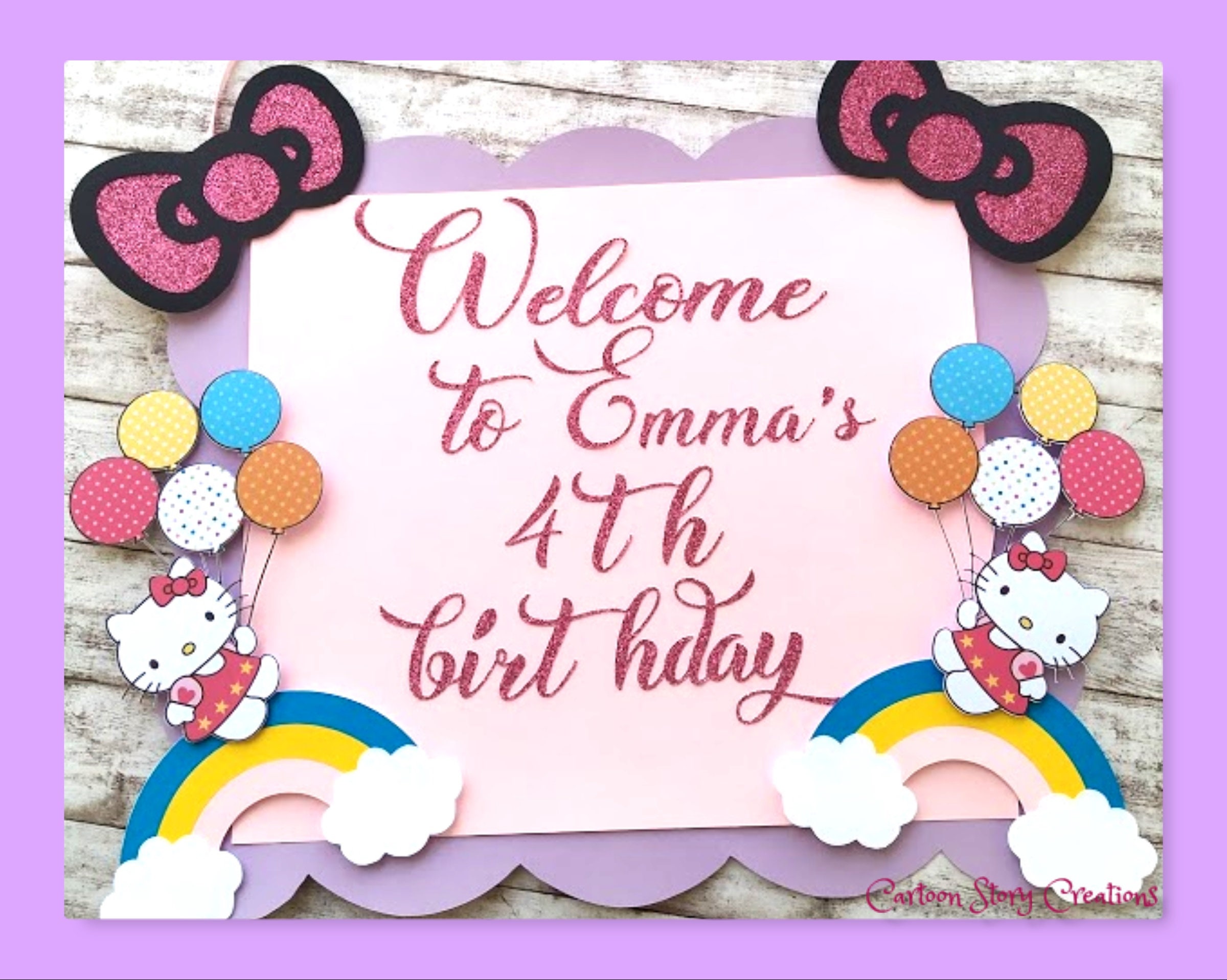 Hello Kitty Birthday Door Sign Hello Kitty Welcome Sign | Etsy Australia