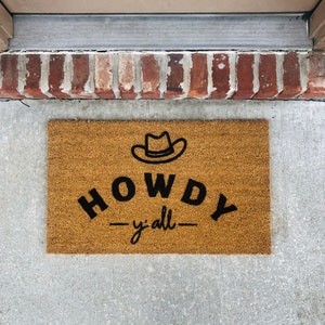 Howdy Doormat, Howdy Welcome Mat, Cowboy Doormat, Cowgirl Doormat, Cute ...