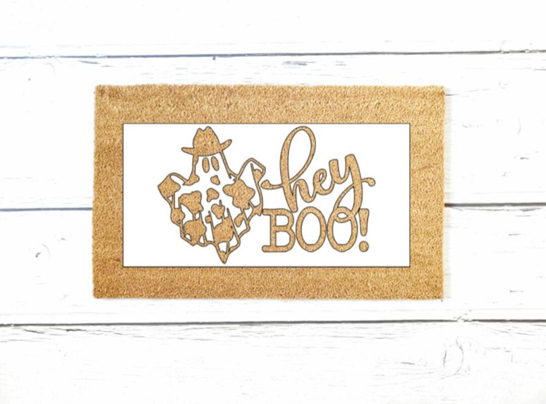 Hey Boo Doormat Stencil, Cowboy Ghost, Boo Yall, Welcome Mat, Arts and ...