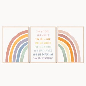 Set of 3 Watercolor Diversity Rainbow Posters, Boho Classroom Decor ...
