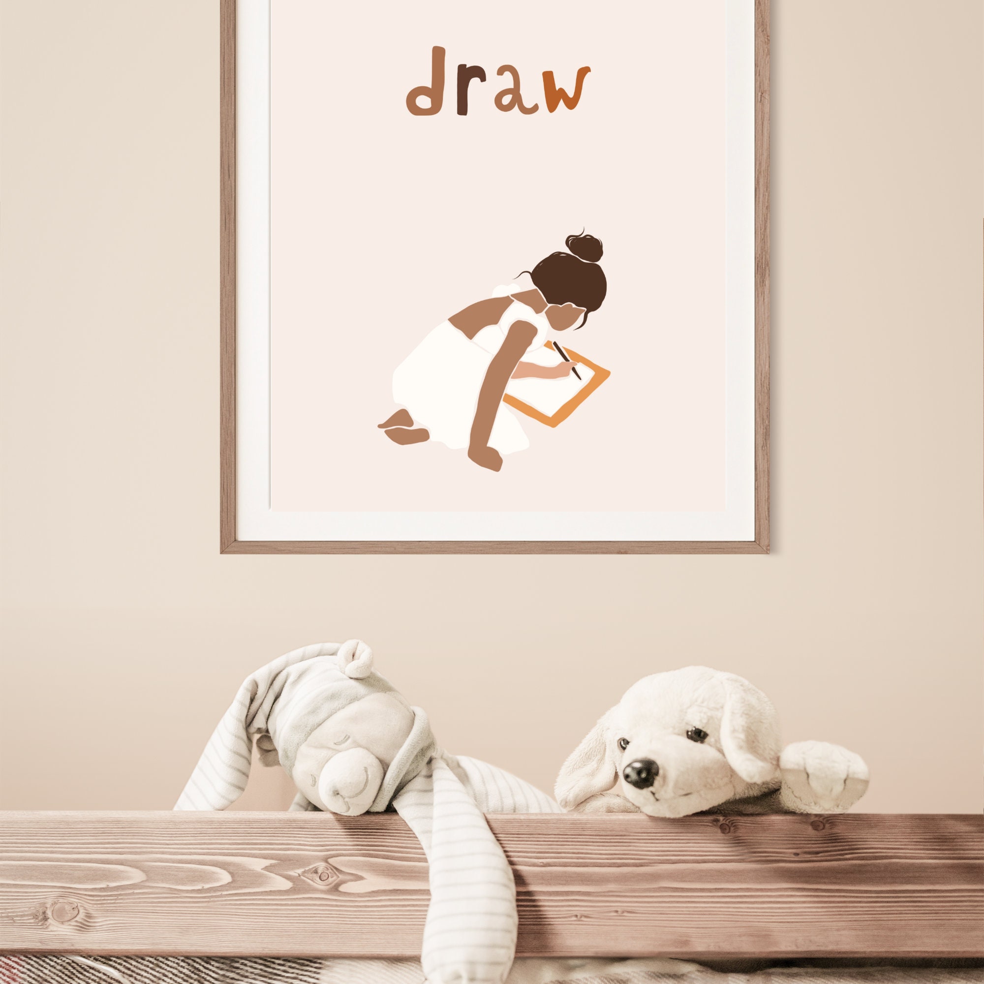 Girl Drawing Poster - Etsy