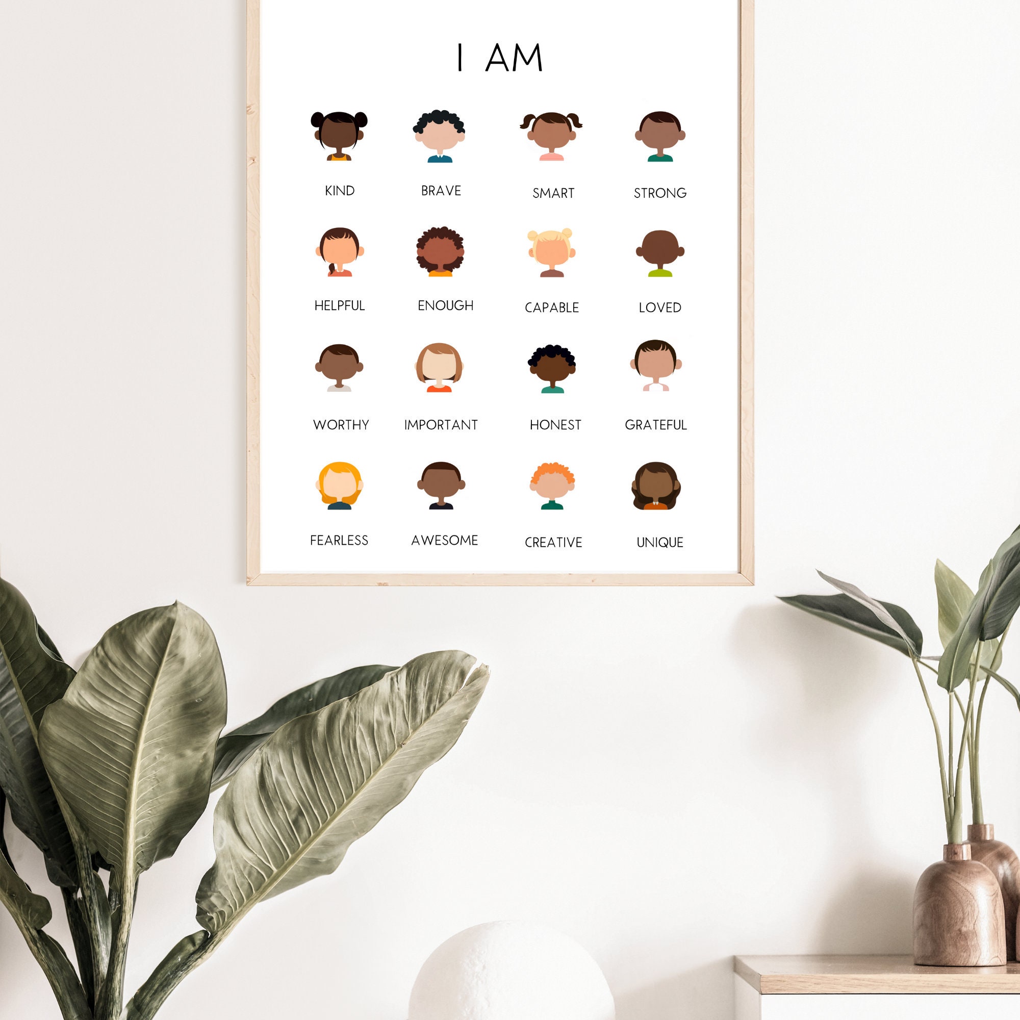 16 Positive Affirmations Poster, I Am Enough, Kid Affirmations ...