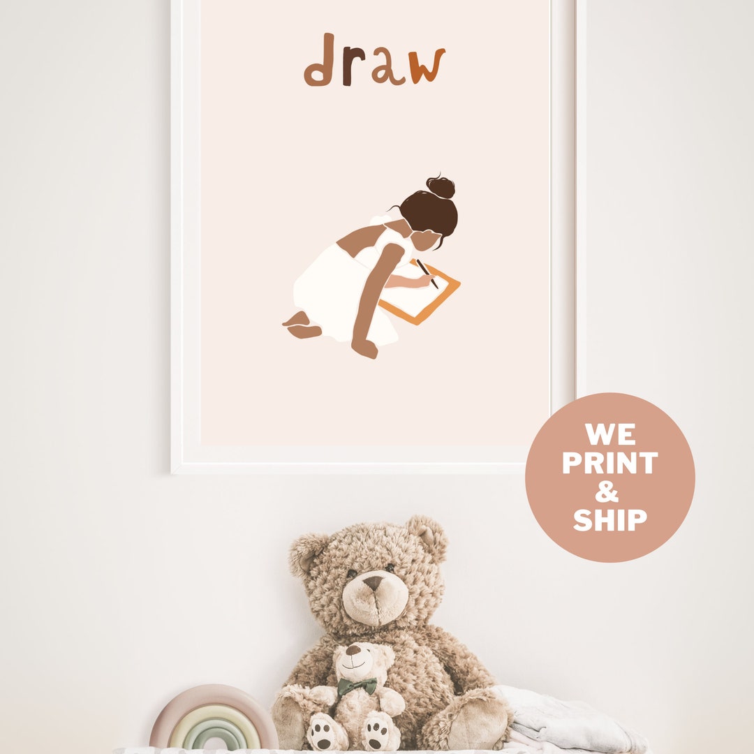 Girl Drawing Poster - Etsy