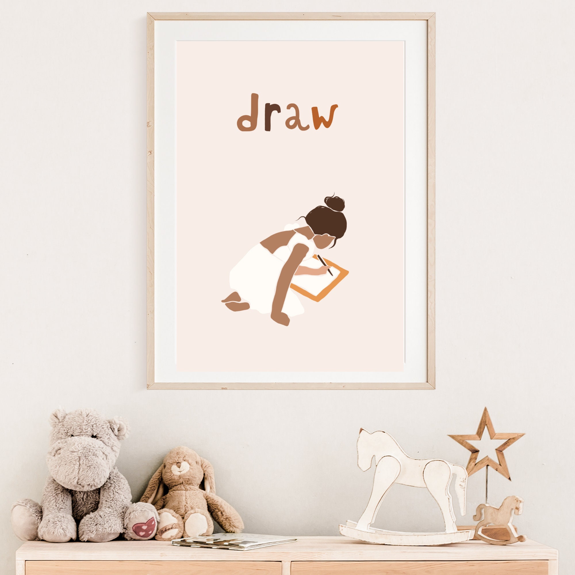 Girl Drawing Poster - Etsy