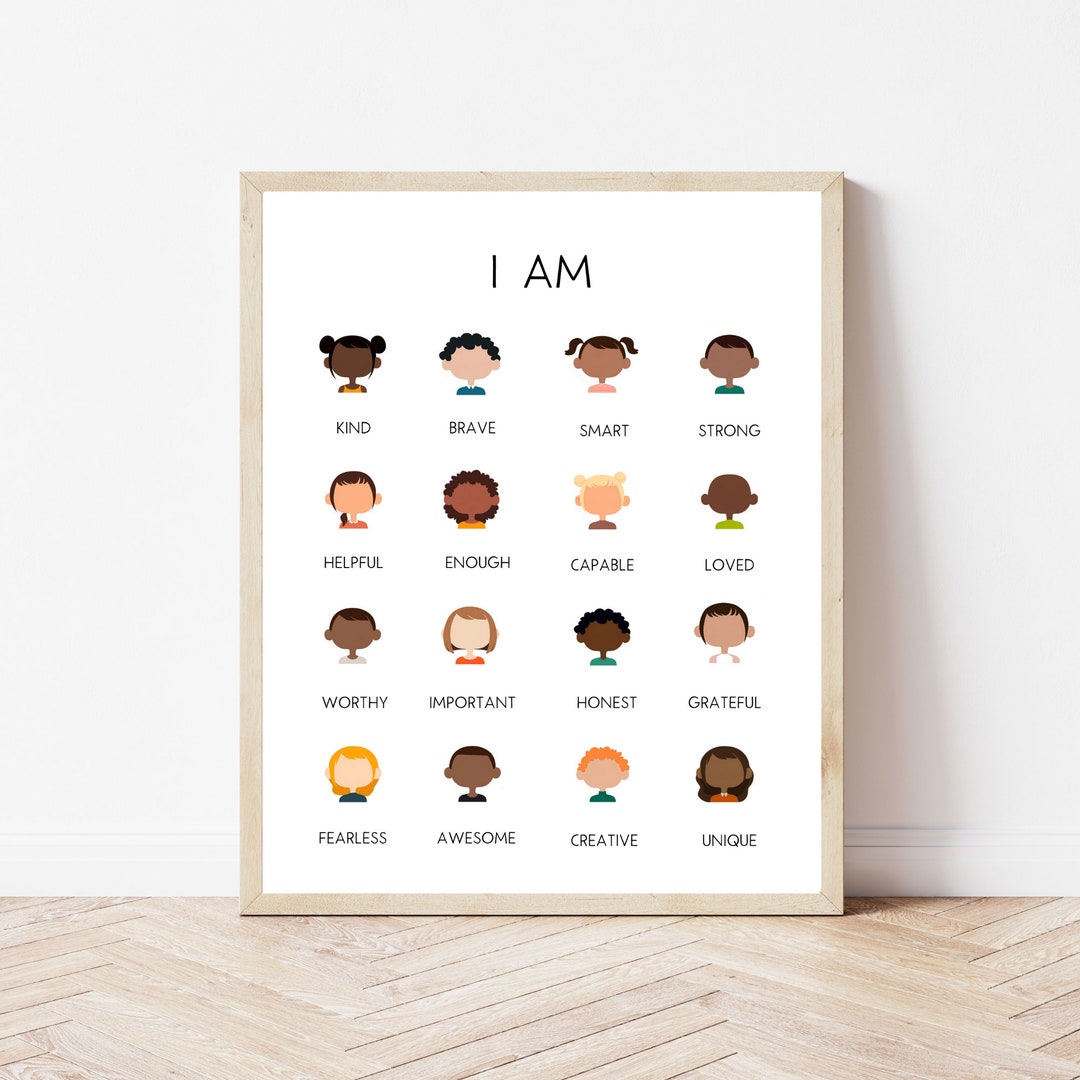 16 Positive Affirmations Poster, I Am Enough, Kid Affirmations ...